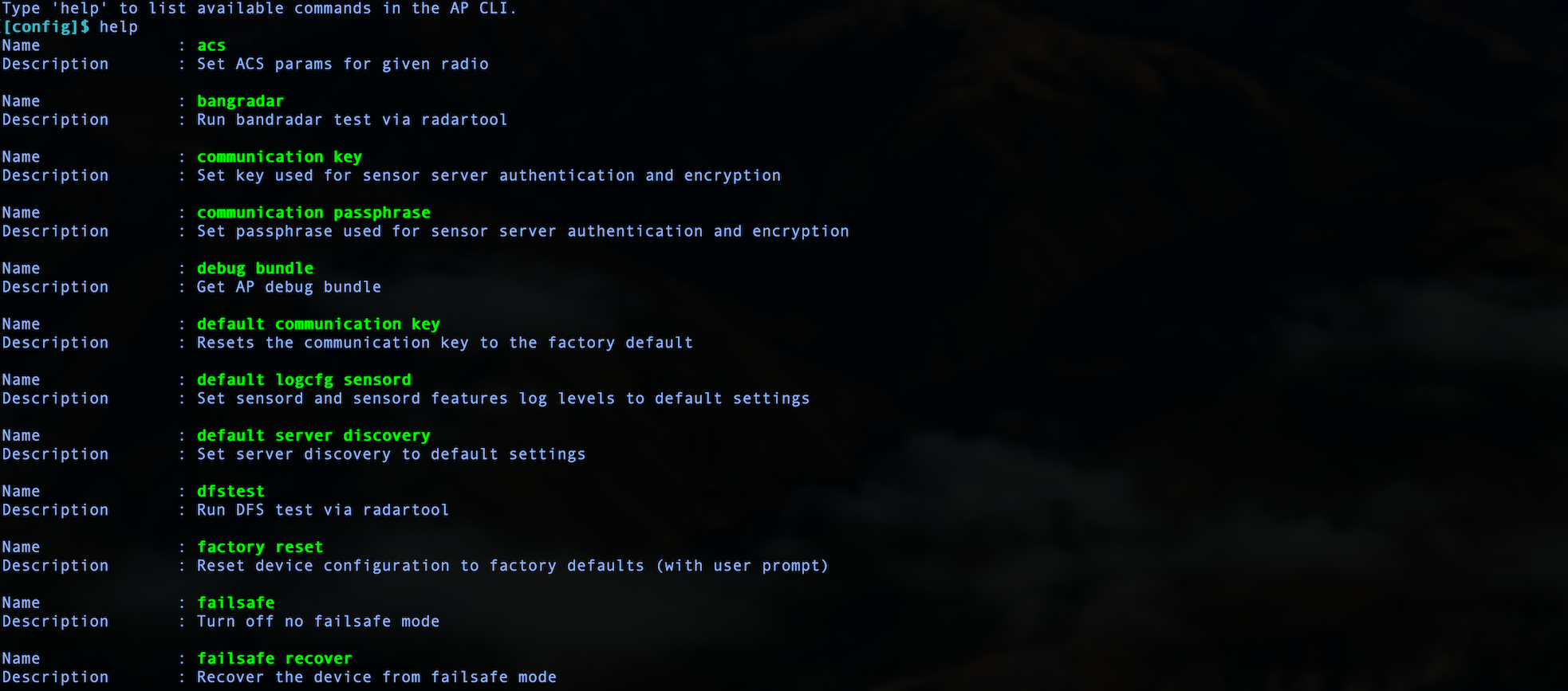 Arista Wireless AP CLI