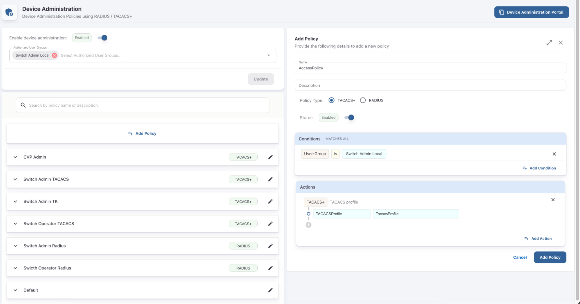 Configuring TACACS+ with AGNI