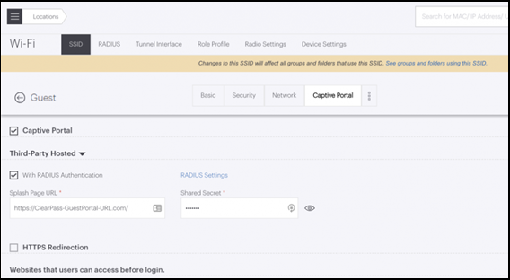 Integration with Aruba ClearPass