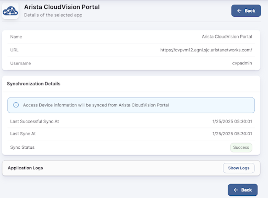 Integration of AGNI - CloudVision Portal