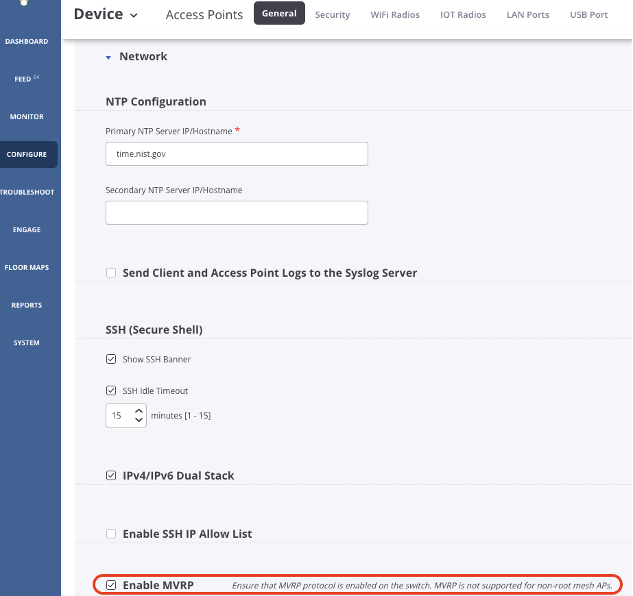 Dynamic VLAN creation on Switches for SSID VLANs on Arista AP with MVRP