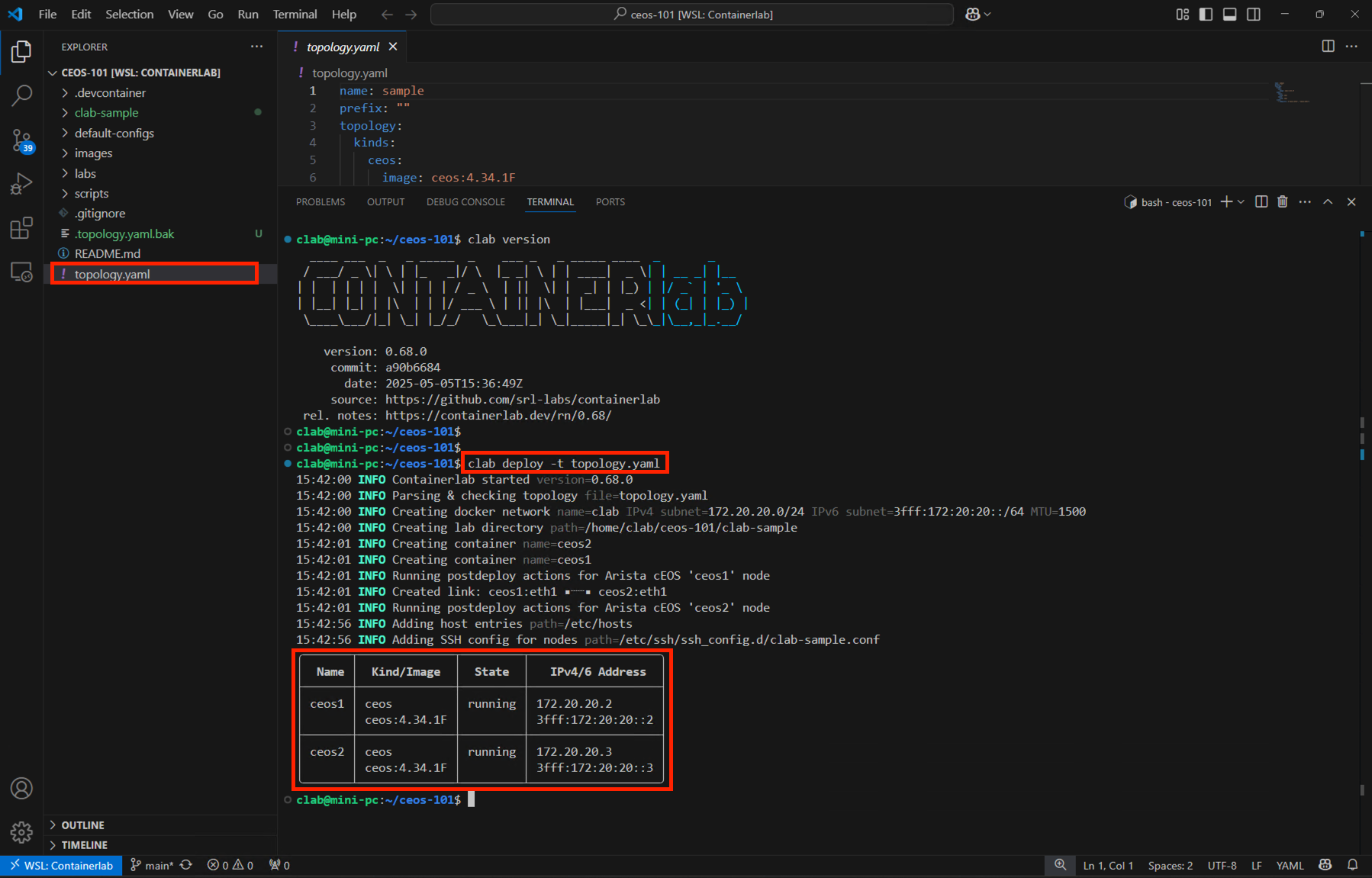 cEOS and Containerlab on Windows WSL